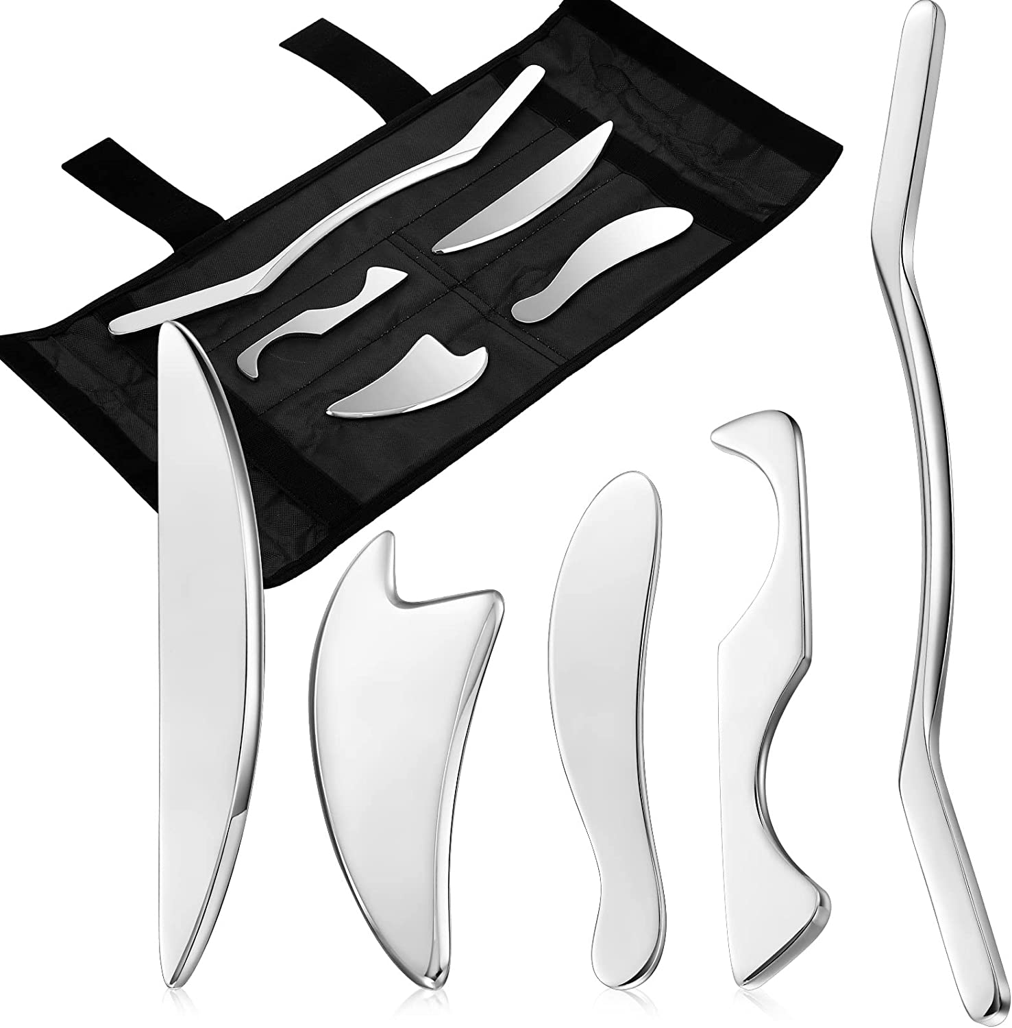 Iastm Stainless Steel Guasha Tools With Leather Bag Packing - Buy ...